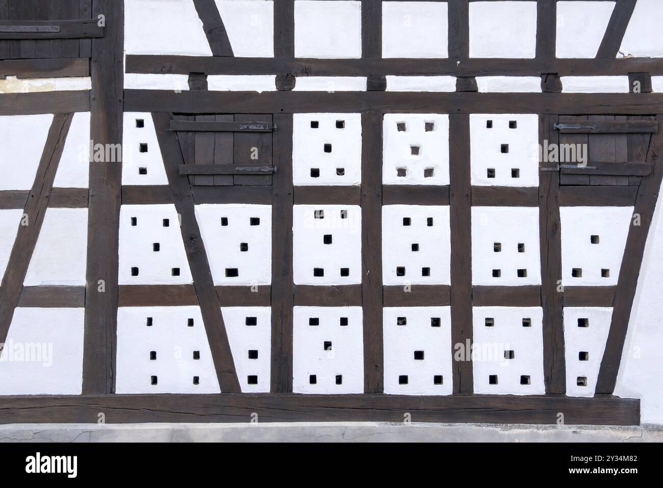 Detail of an old half-timbered house, half-timbered facade, Alsace ...