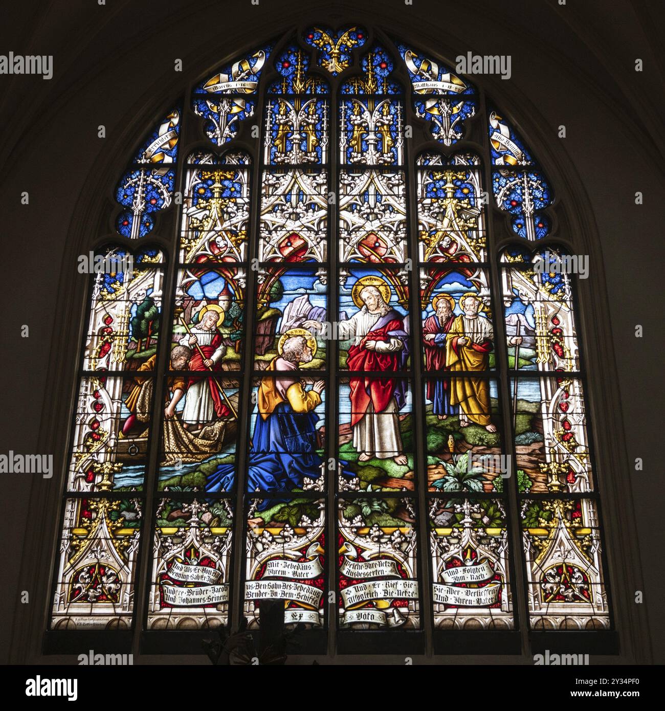 Church windows, stained glass from the 15th century, St Jakob's Church ...