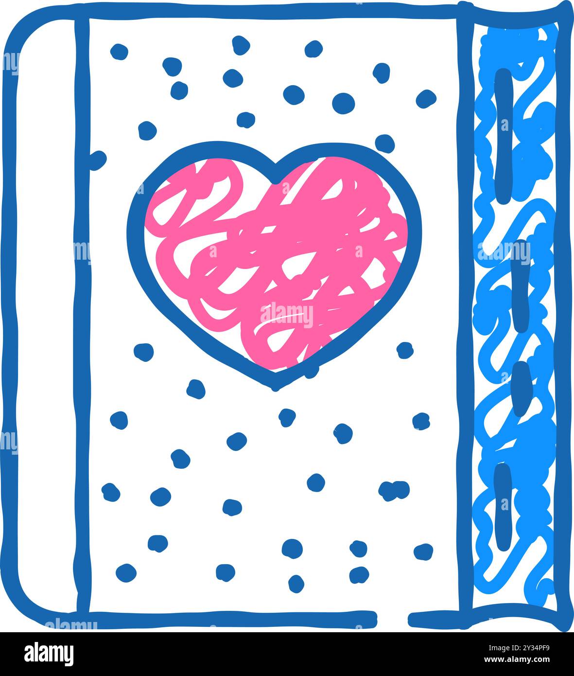 fluffy diary with heart icon doodle illustration Stock Vector Image ...
