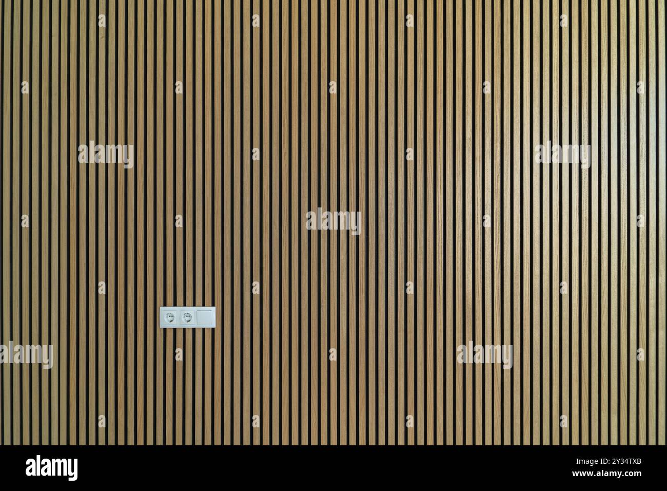 Light switch on wooden wall texture with sound absorbing and soundproof ...