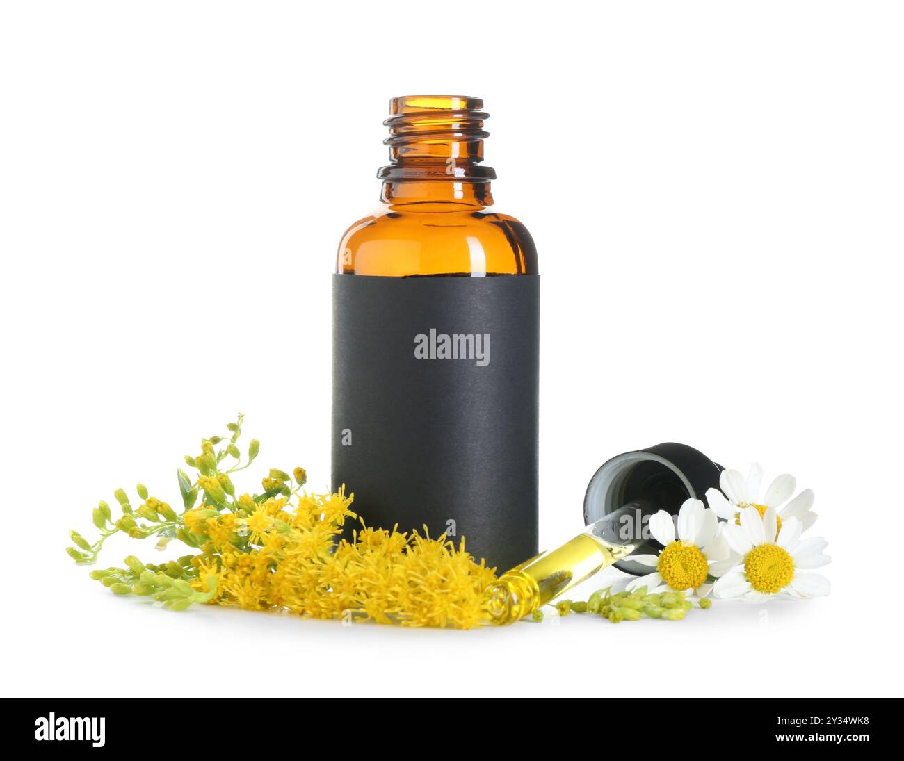 Bottle of tincture and flowers isolated on white Stock Photo - Alamy