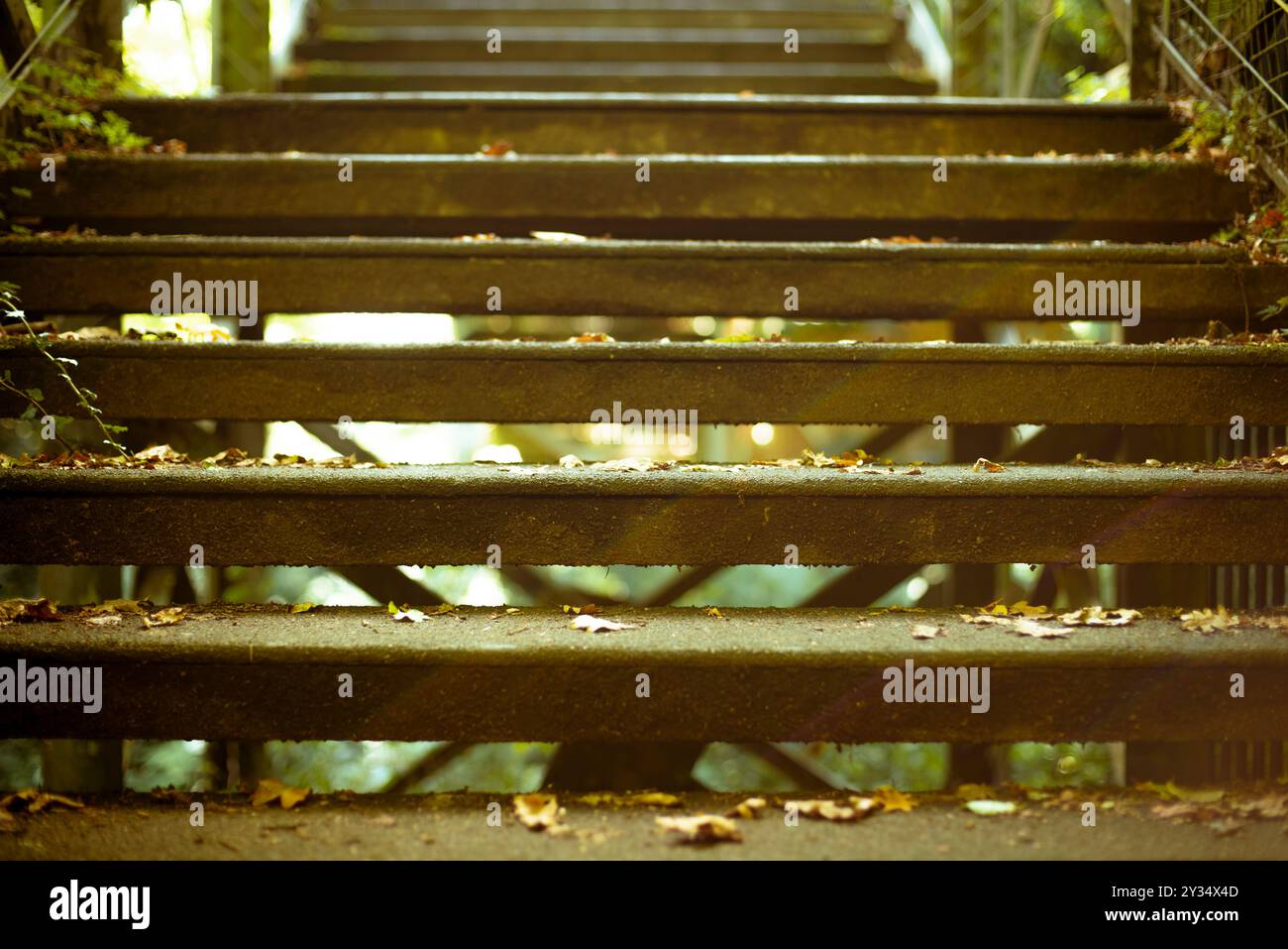 Open concrete steps up to a footbridge Stock Photo - Alamy