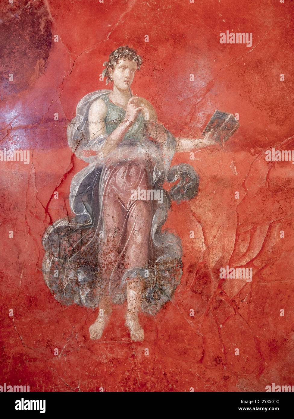 Pompeii fresco of woman, painted on red background from 79 AD in ...