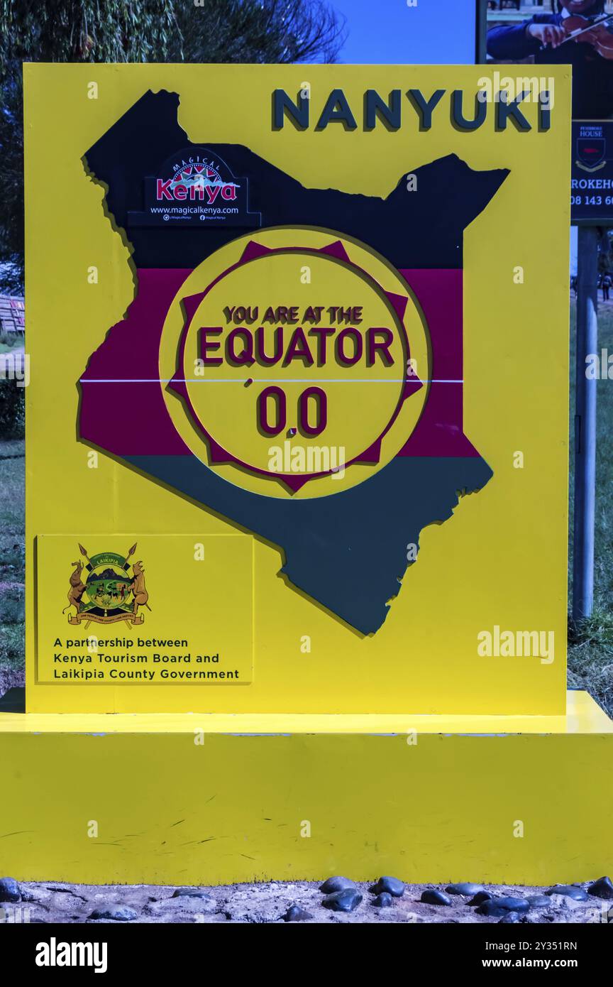 Equator line road sign in Nanyuki city in central Kenya Stock Photo - Alamy