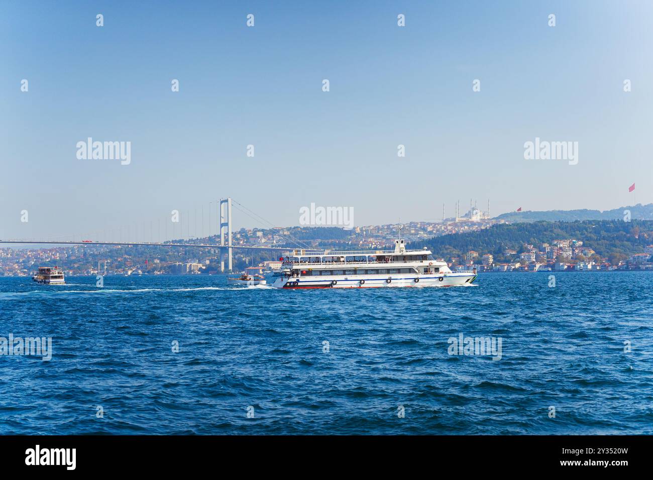 View of the Bosphorus Bridge and the Asian side of the Uskudar district ...