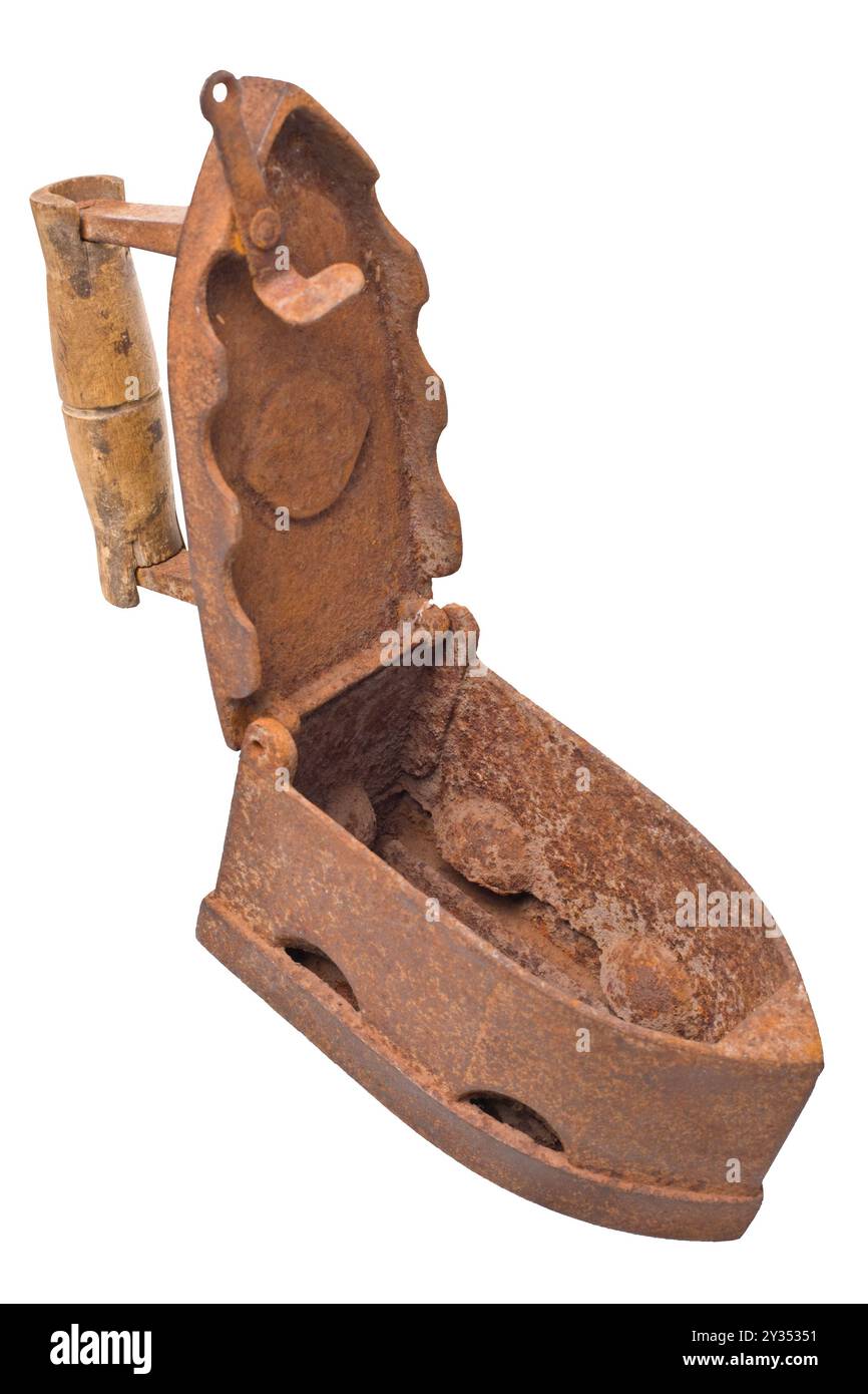 Old vintage Russian Soviet rusty iron isolated on a white Stock Photo ...