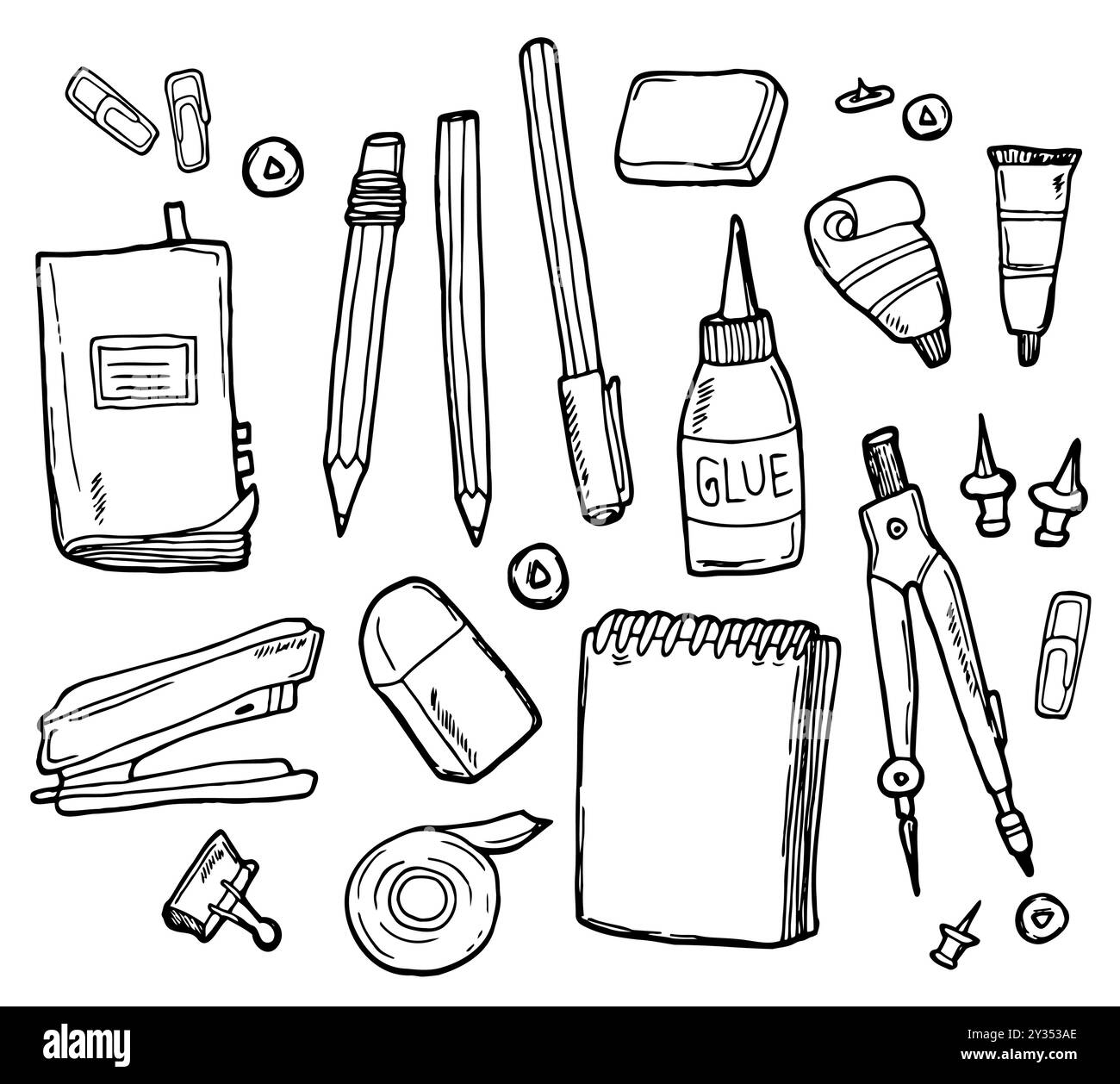 set of stationery drawings. Vector illustration Stock Vector Image ...