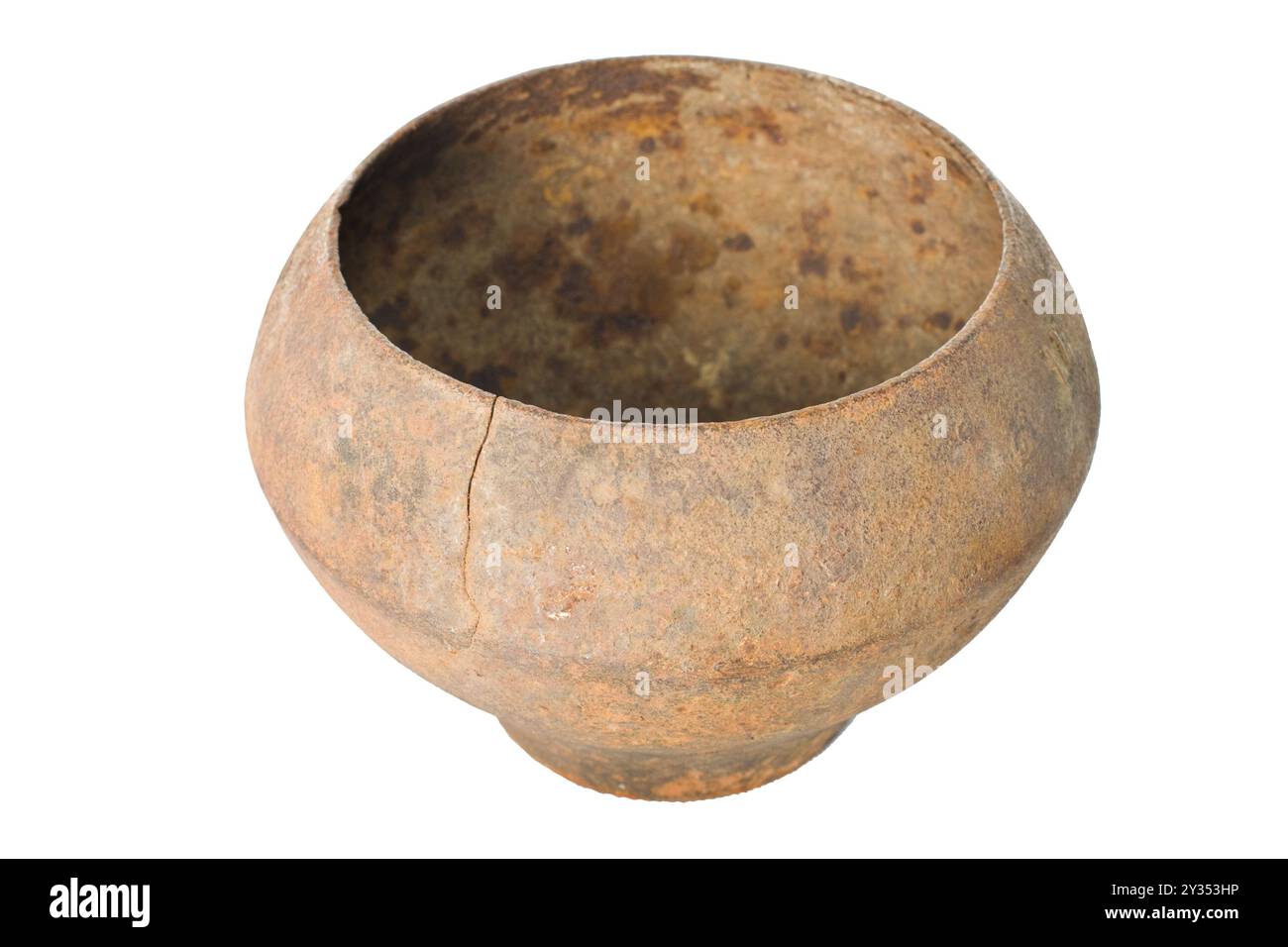 An old Russian cast-iron pot on a white background. High quality photo ...