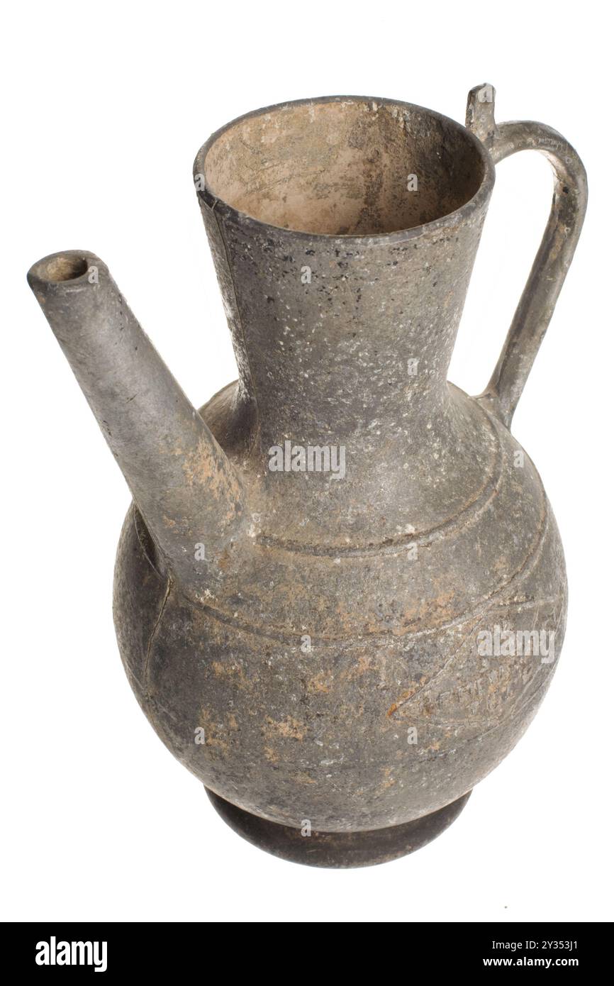 An old Russian cast-iron pot on a white background. High quality photo ...