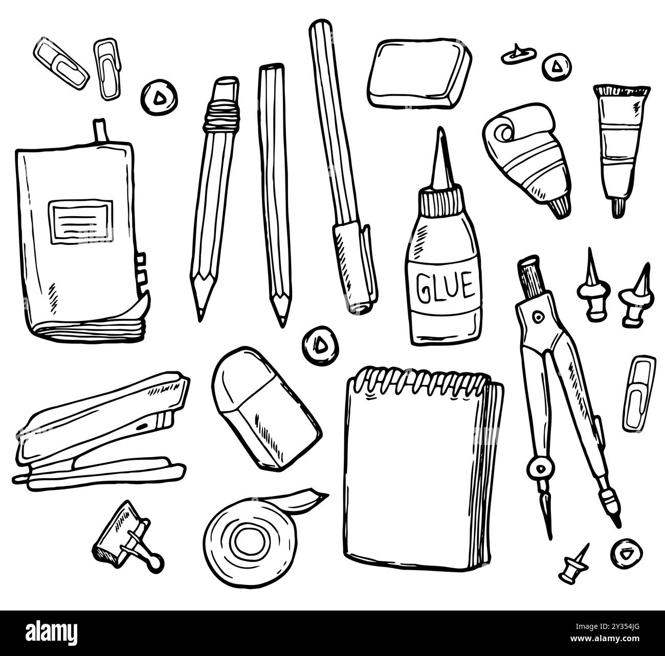 set of stationery drawings. Vector illustration Stock Vector Image ...