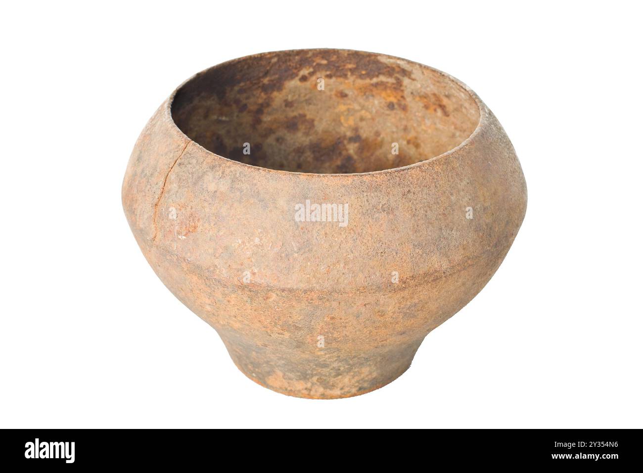 An old Russian cast-iron pot on a white background. High quality photo ...