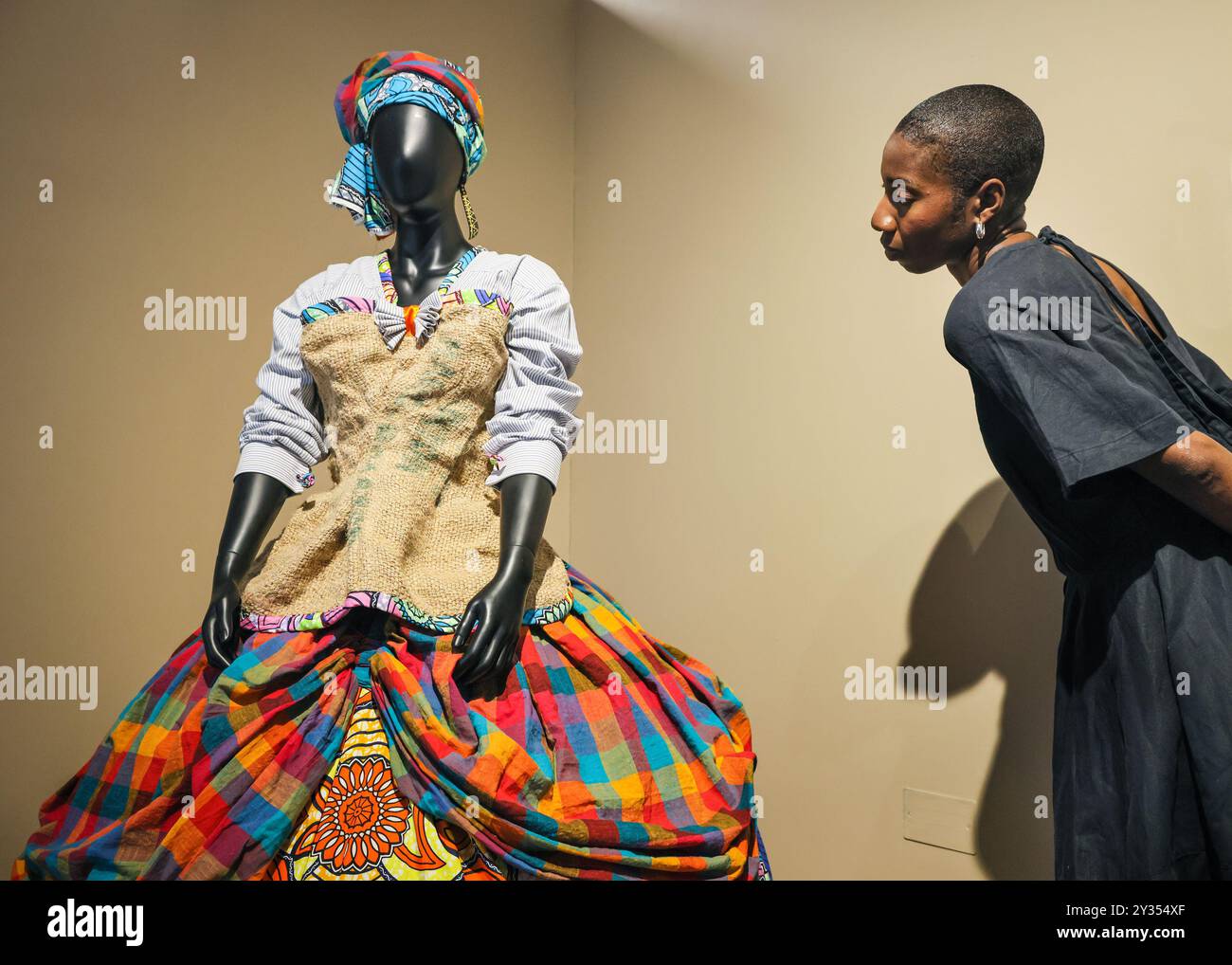 London, UK. 12th Sep, 2024. Museum staffer Kimberley with 'Queen Joyce ...