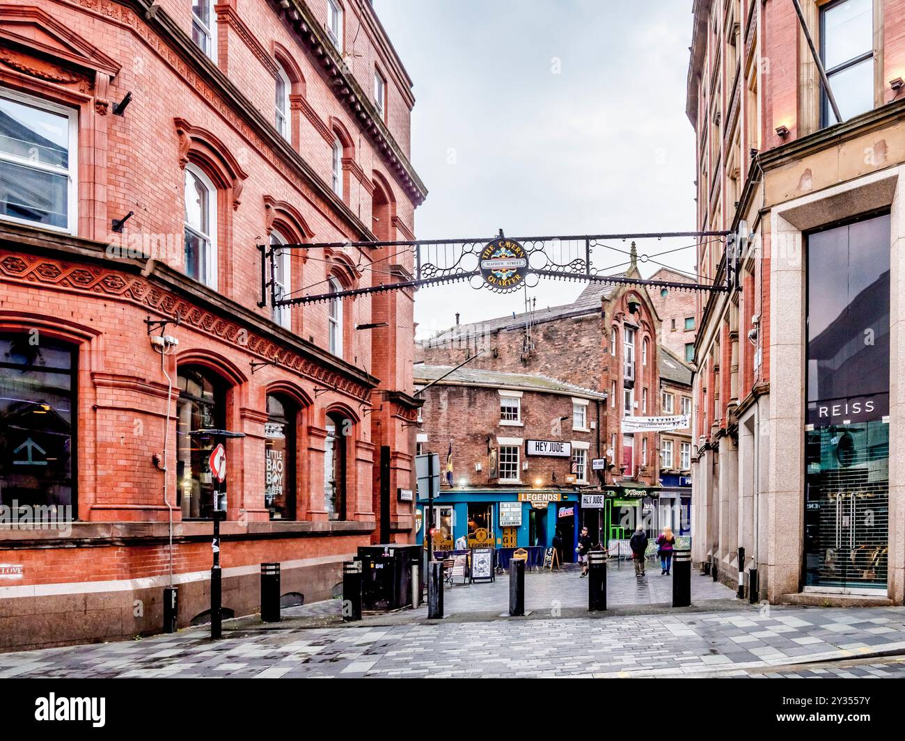 Street scene image on Mathew Street in Liverpool's Cavern Quarter where ...