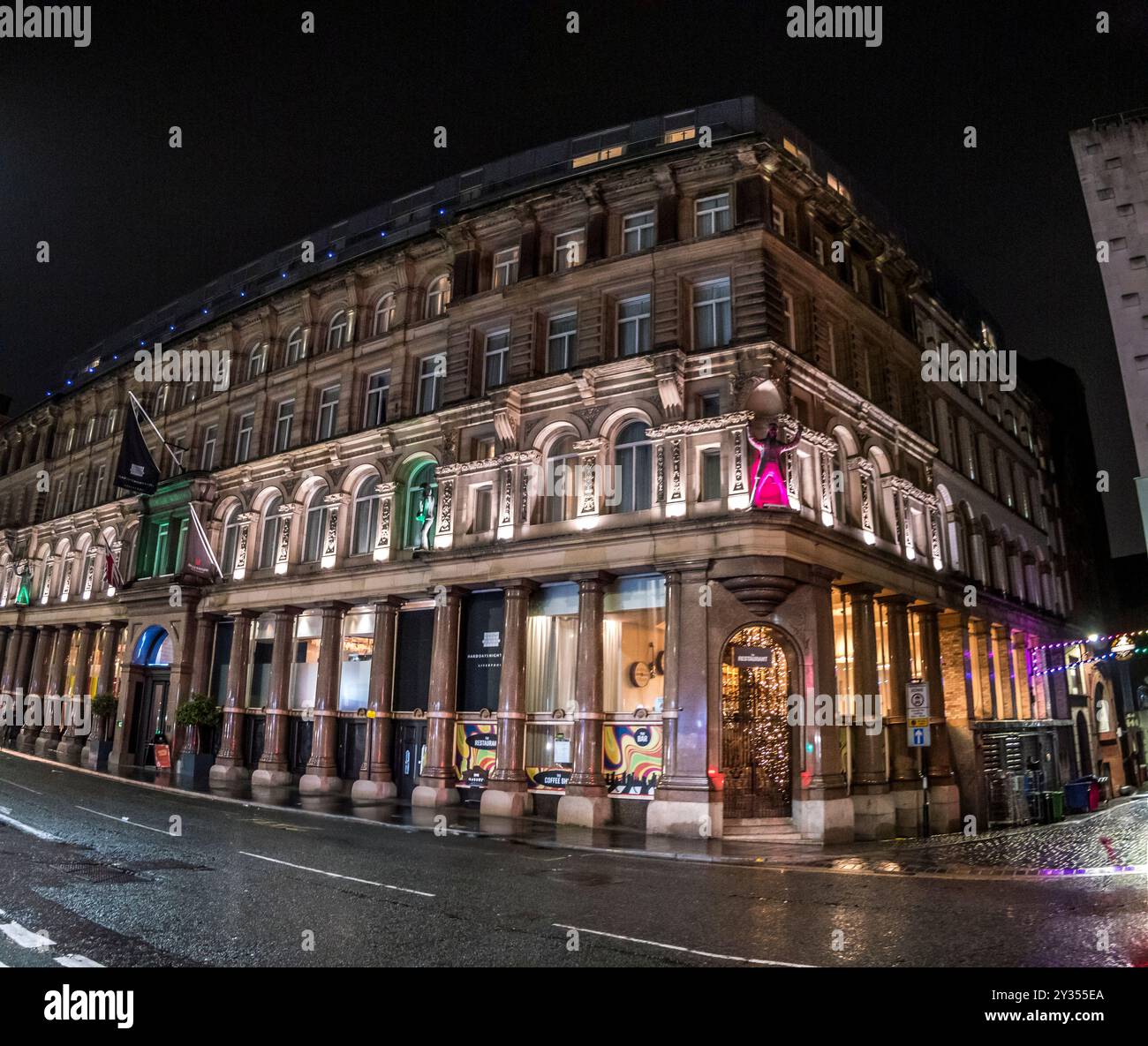 Colourful street scene image of the Hard Days Night Hotel in the area ...