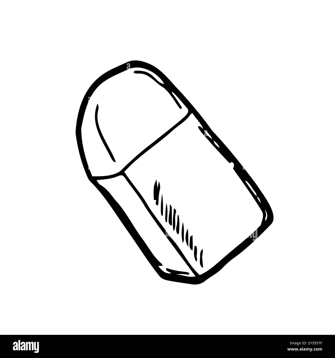 Vector image of an eraser for erasing a pencil. Black outline, doodle ...