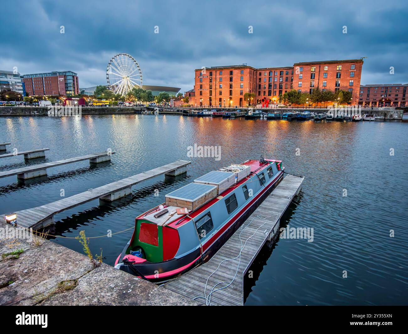 This colourful street scene image in Liverpool around the famous Albert ...