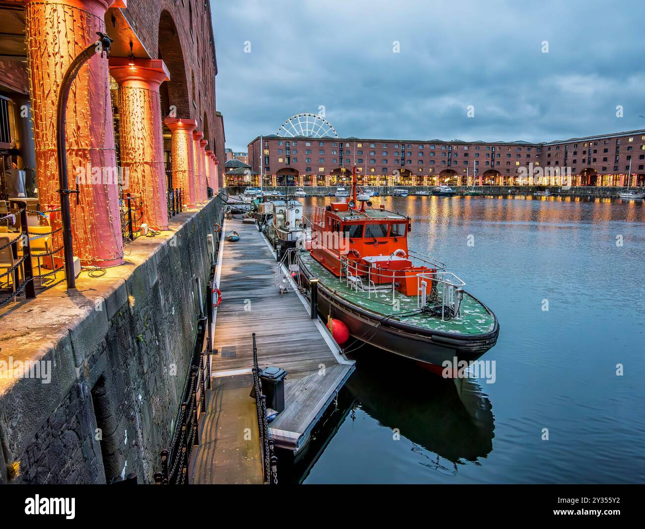 This colourful street scene image in Liverpool around the famous Albert ...