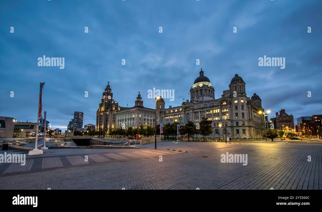 This image from Pier Head is of the buildings known as the Three Graces ...