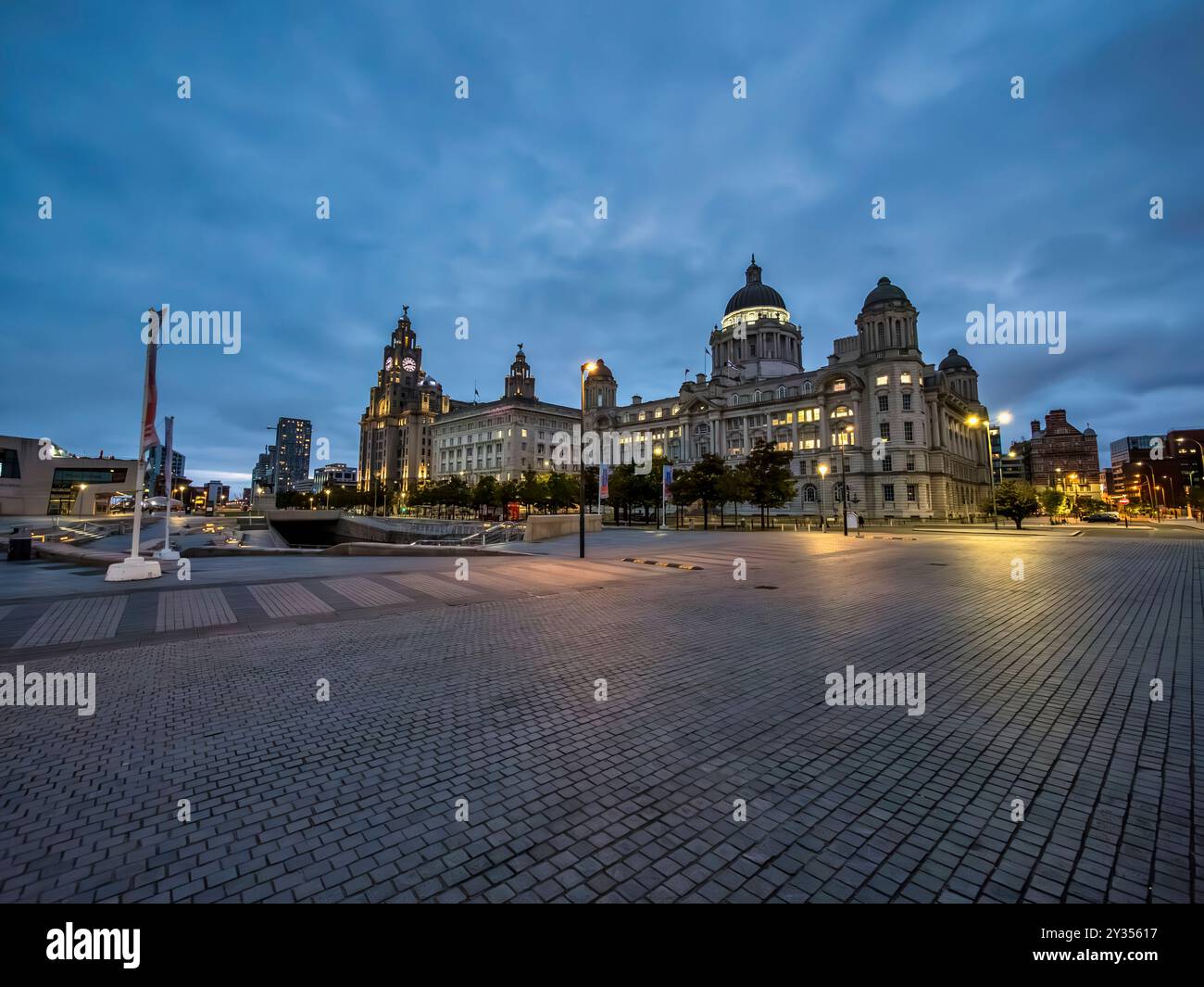This image from Pier Head is of the buildings known as the Three Graces ...