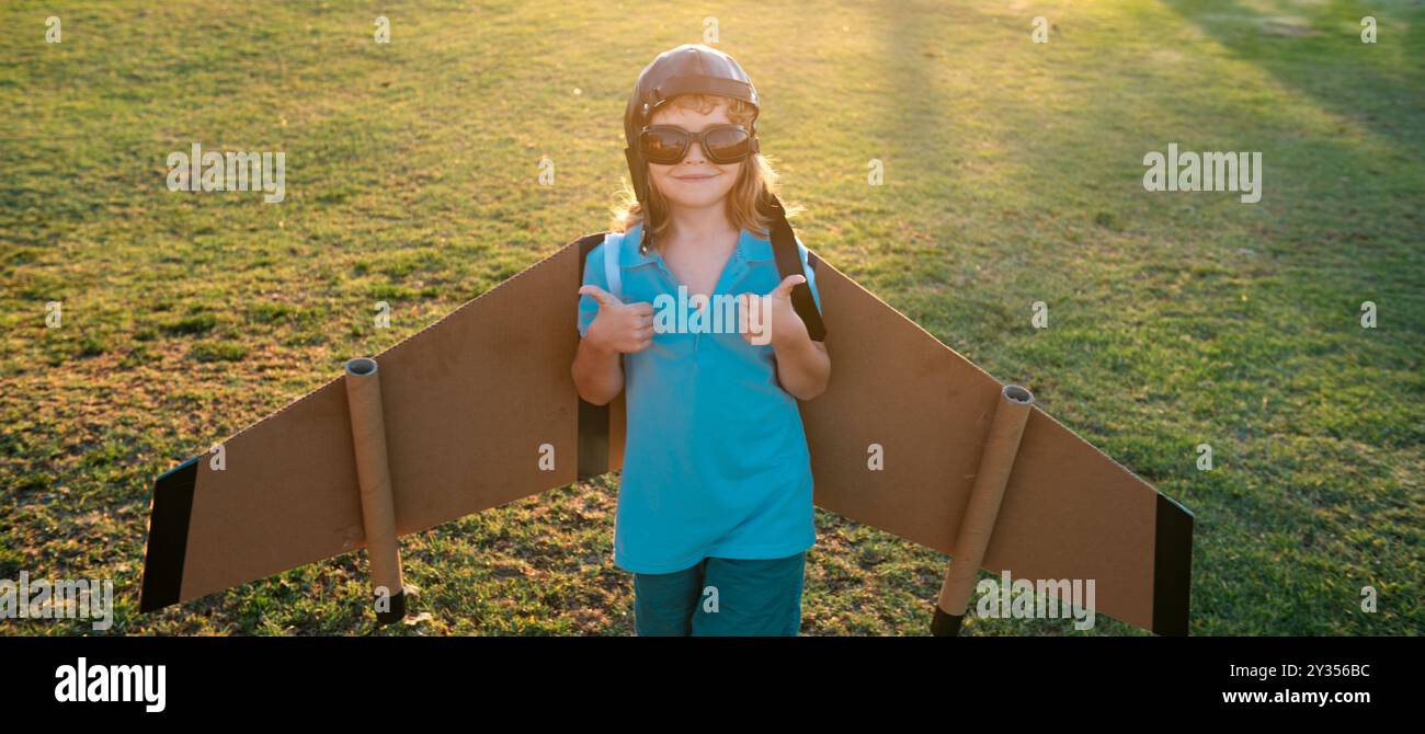 Child imagination dream to be pilot. Creative and innovation concept ...