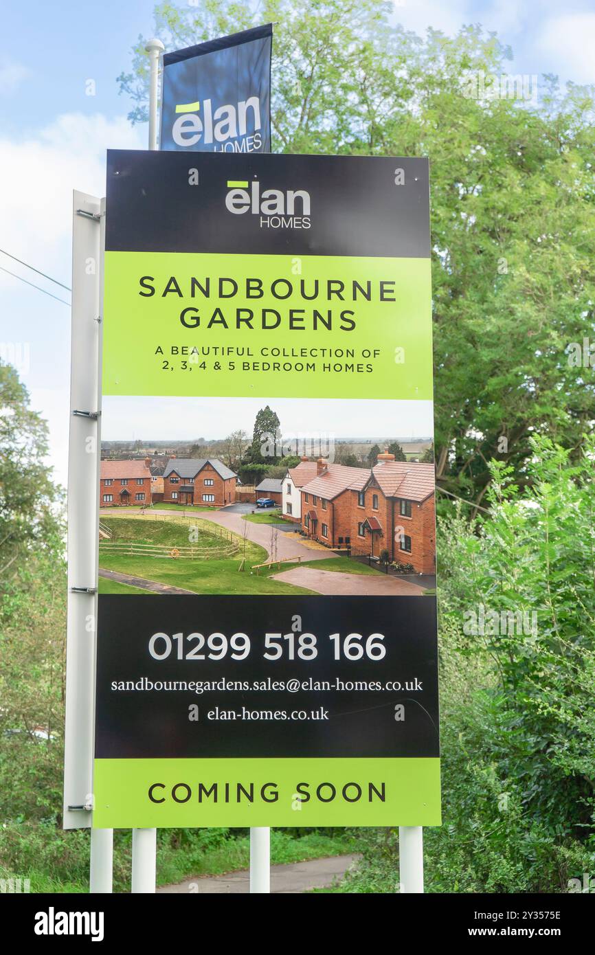elan homes signage at a new housing development site at Bewdley Stock ...