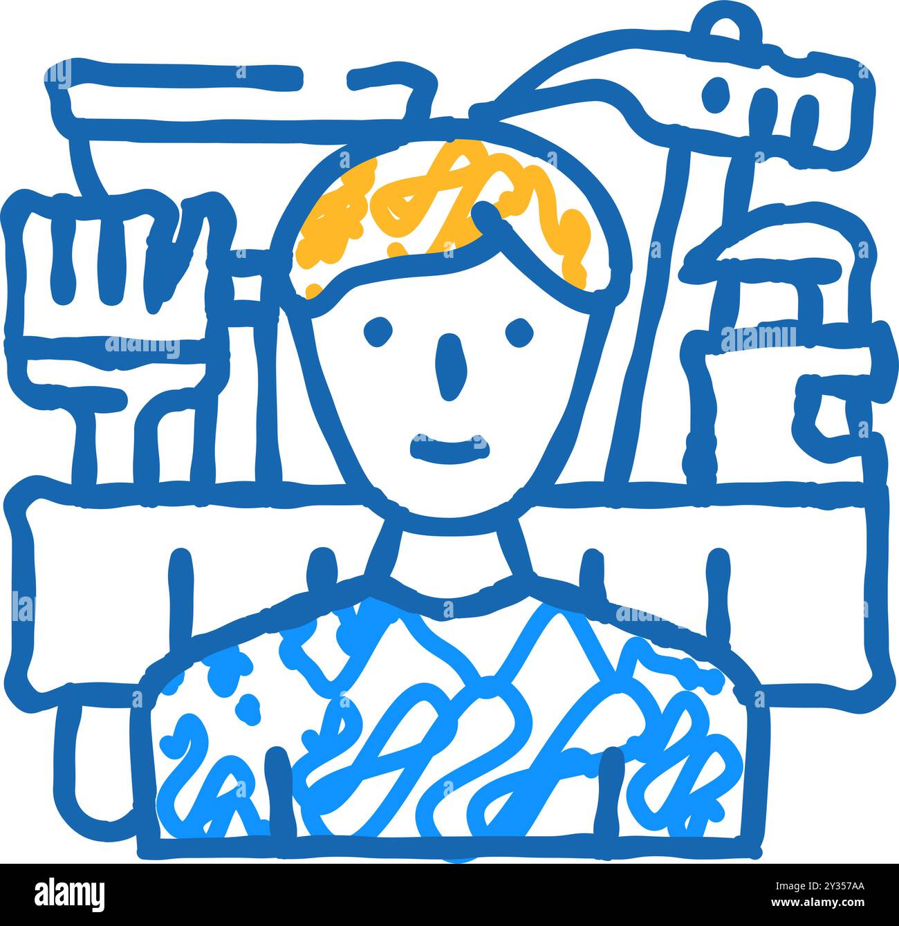 handymen repair service worker icon doodle illustration Stock Vector ...