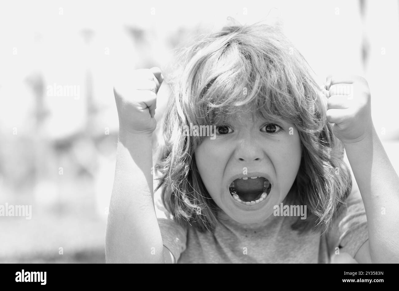 Kid boy temper with angry expression. Angry hateful little anger boy ...