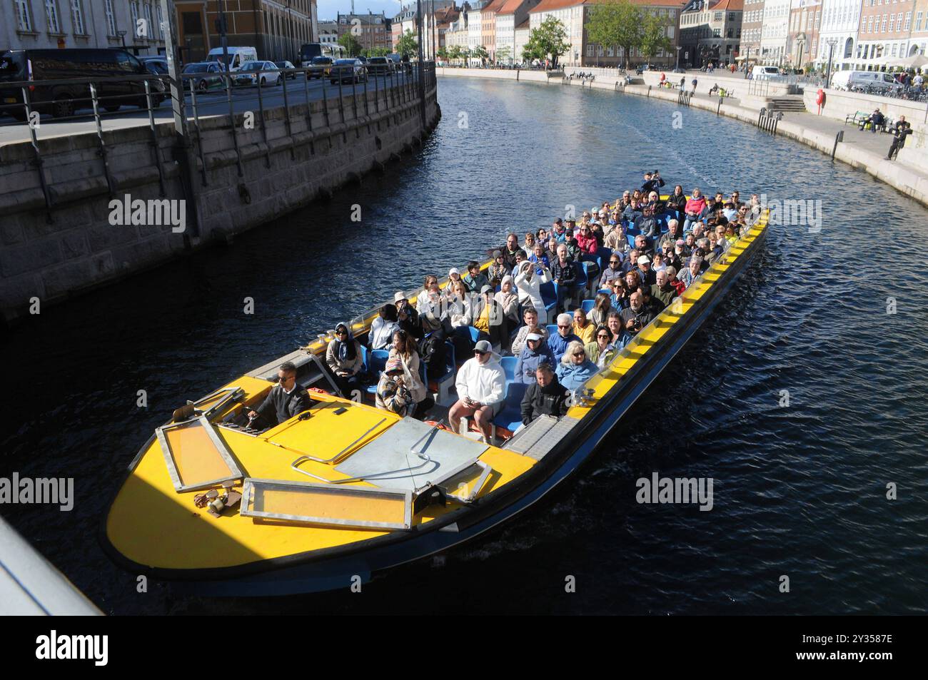Copenhagen/ Denmark/12 September 2024/ Travelers boat ride canal tours ...