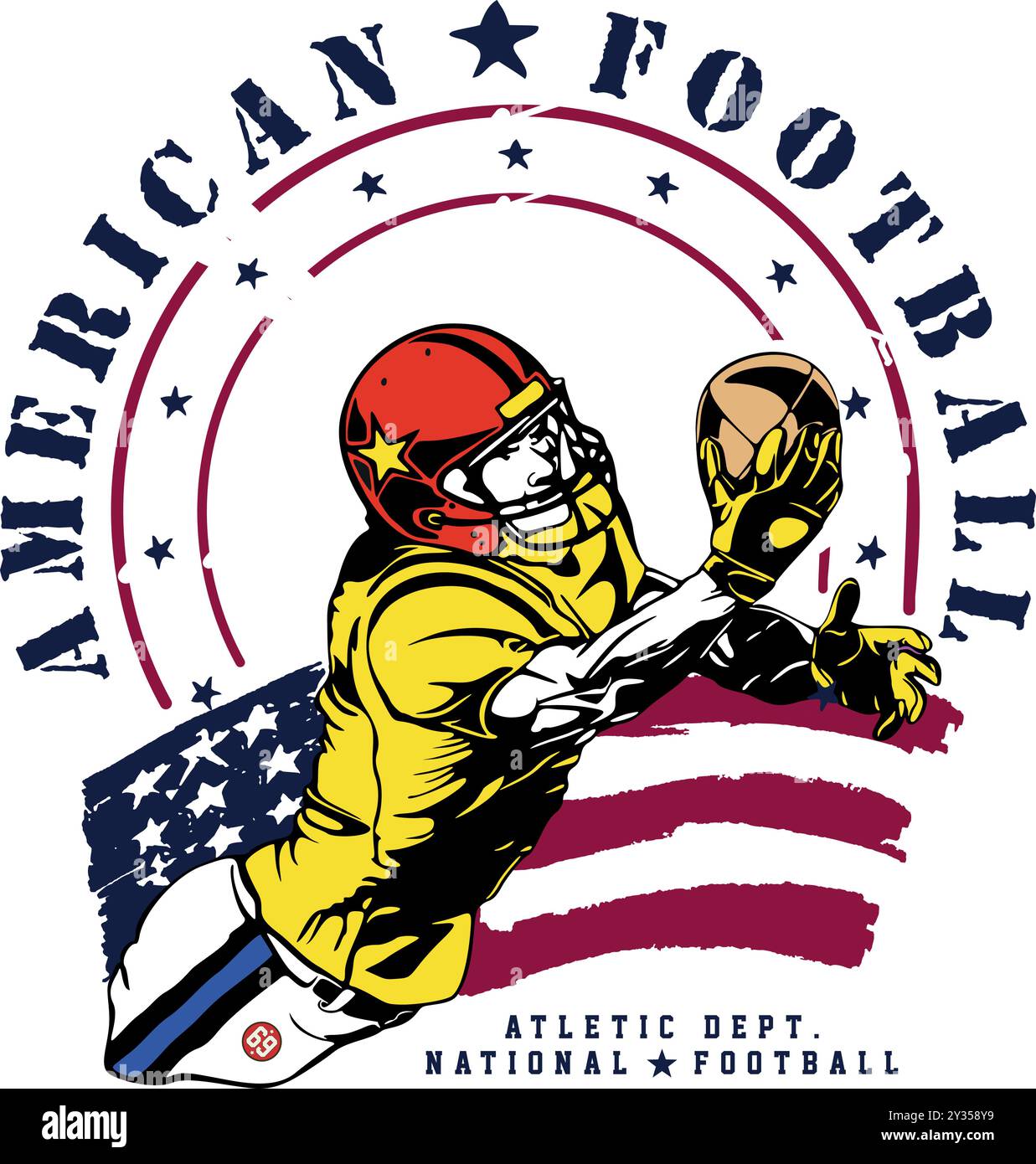 Football player receiving the ball, the most popular American sport in ...