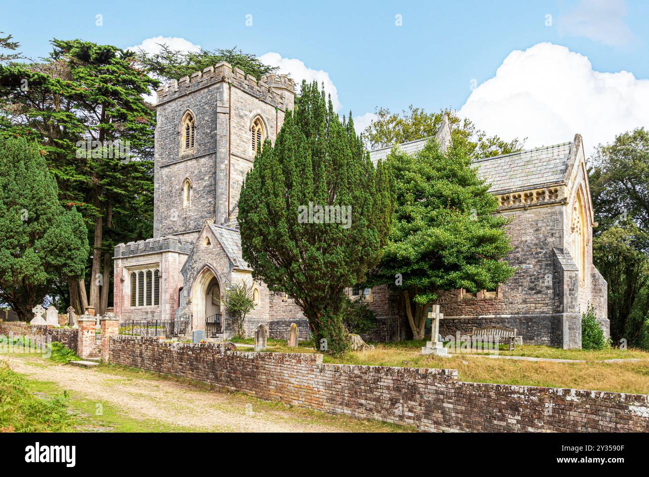 The Victorian church of St Mary (built 1854) on Brownsea Island in ...