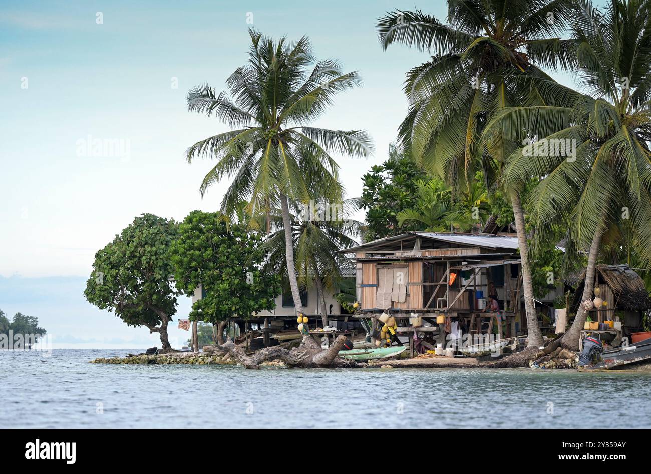 PAPUA NEW GUINEA, Madang, fishing village Riwo at sea coast, affected ...