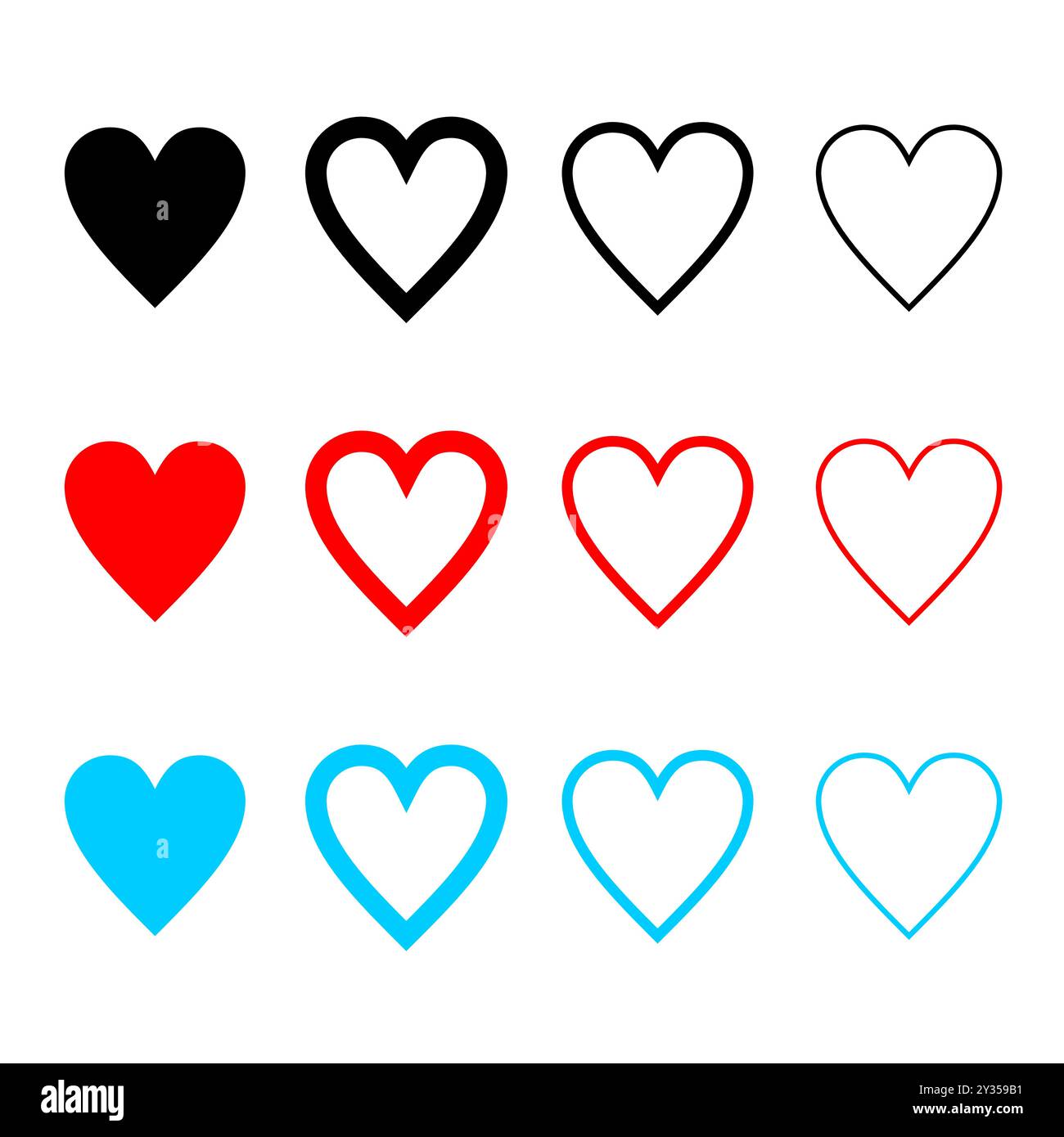 Collection of Love Heart Symbol Icons . Love Illustration Set of love ...