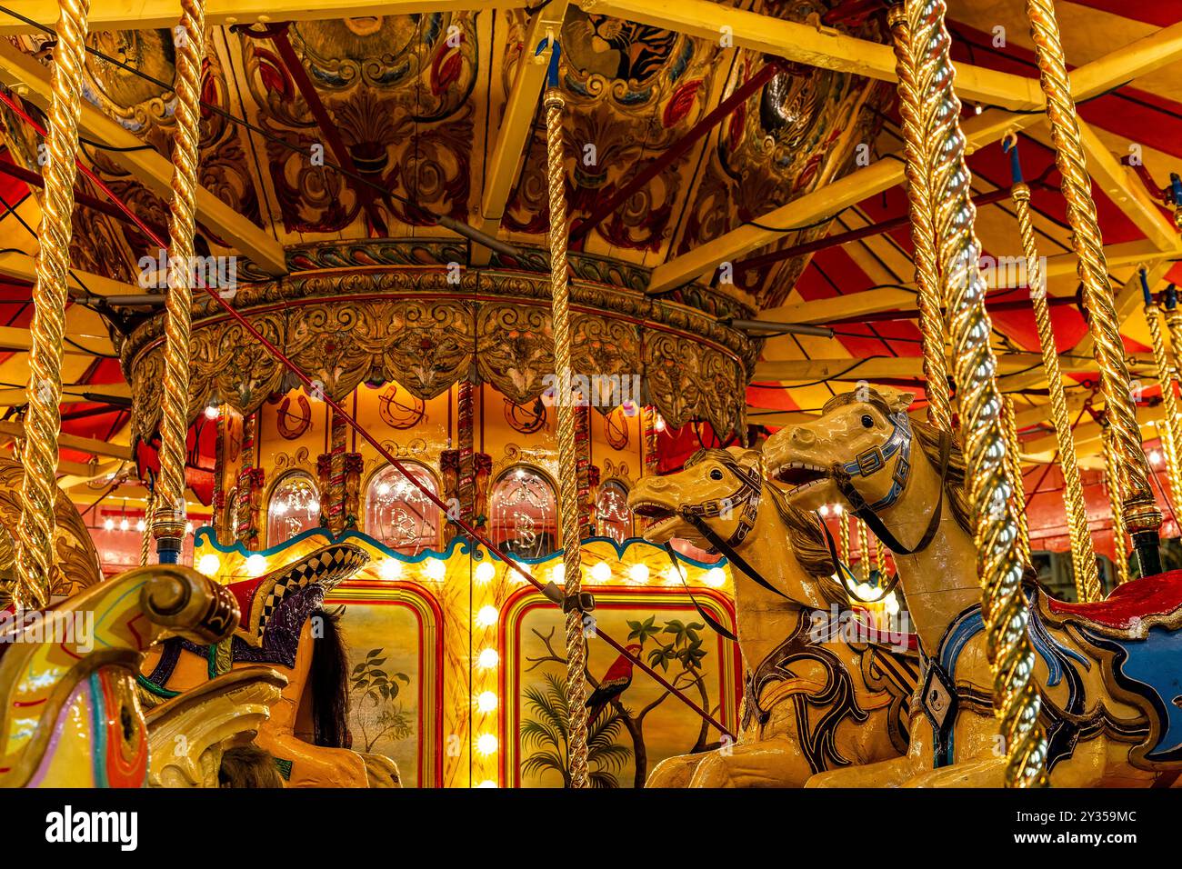 Detail of ‘The Gallopers’ Under Bright Lights. A Popular Vintage ...