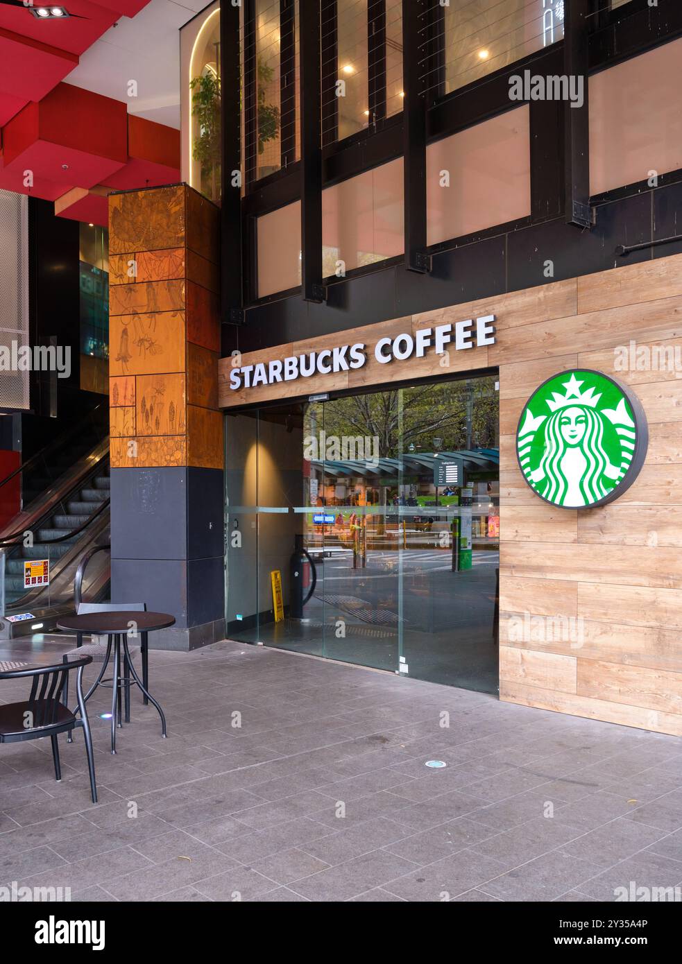 The exterior of Starbucks Coffee, corner of Swanston and Latrobe ...