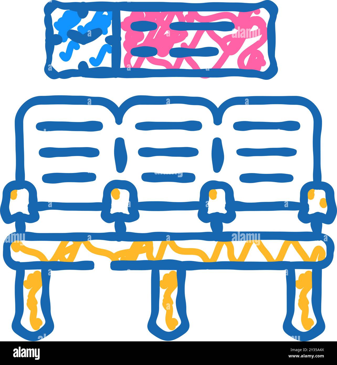 waiting hall seats airport icon doodle illustration Stock Vector Image ...