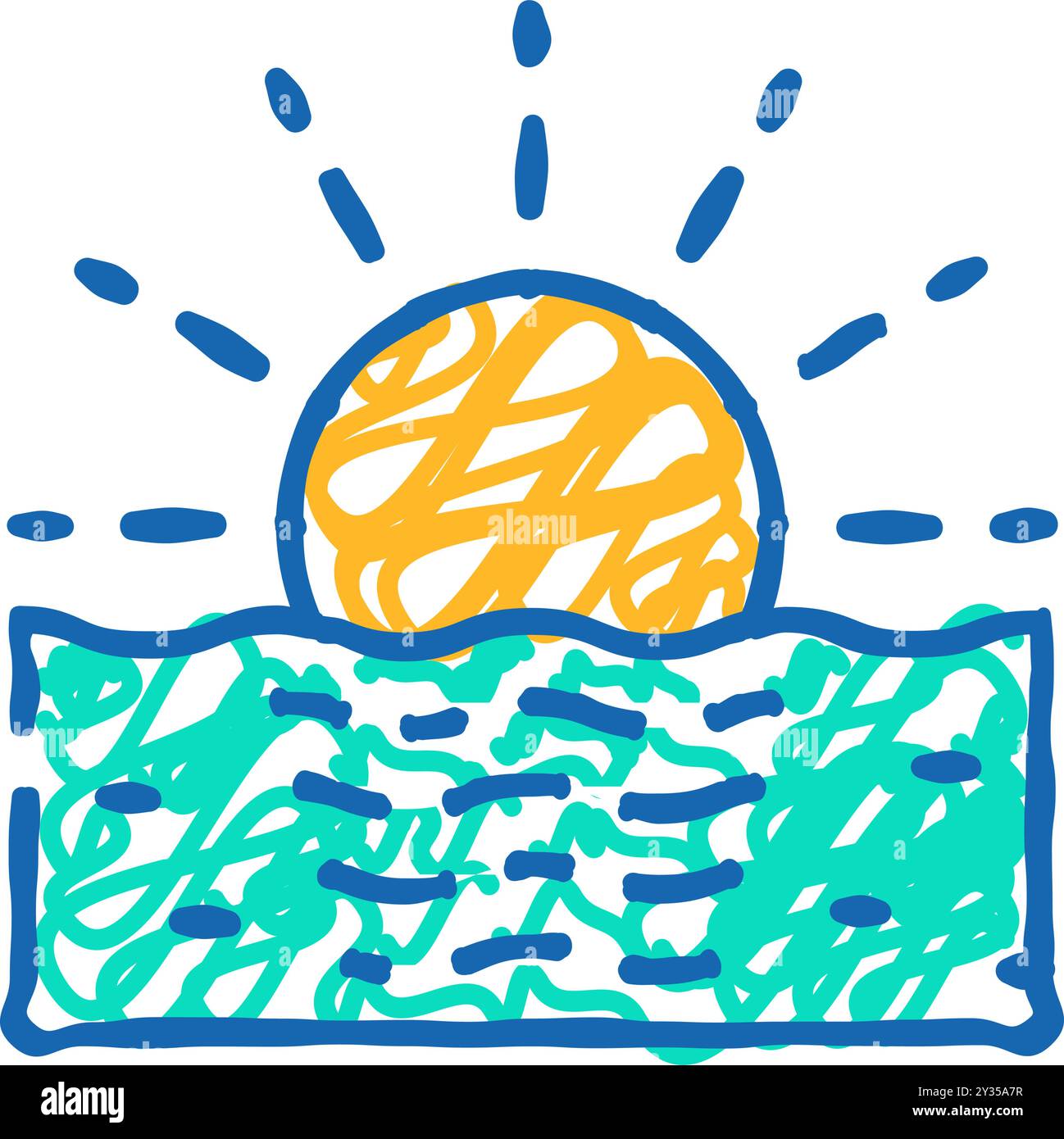 sunset vacation icon doodle illustration Stock Vector Image & Art - Alamy