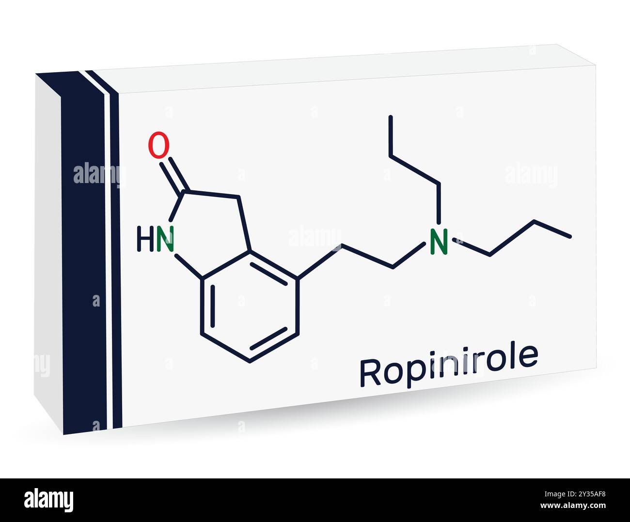 Ropinirole drug molecule. Used to treat the symptoms of Parkinson's ...