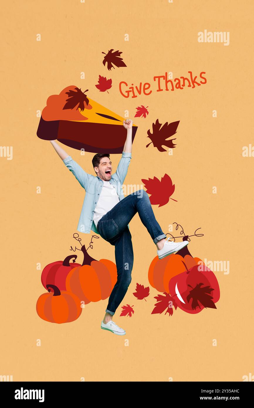 Composite trend artwork photo collage of autumn season happy ...