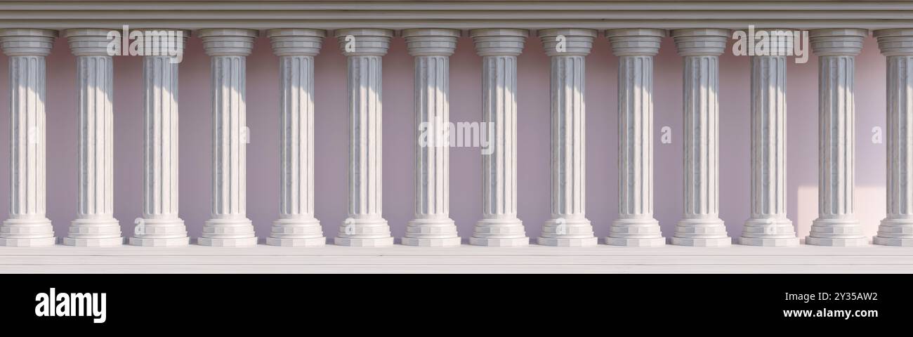 Classical building facade with stone columns in a row, marble pillars ...