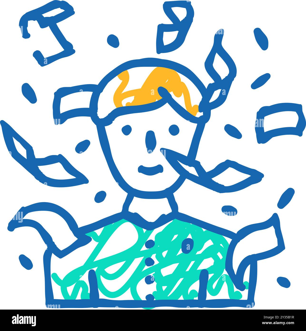 money fall wealth boss icon doodle illustration Stock Vector Image ...