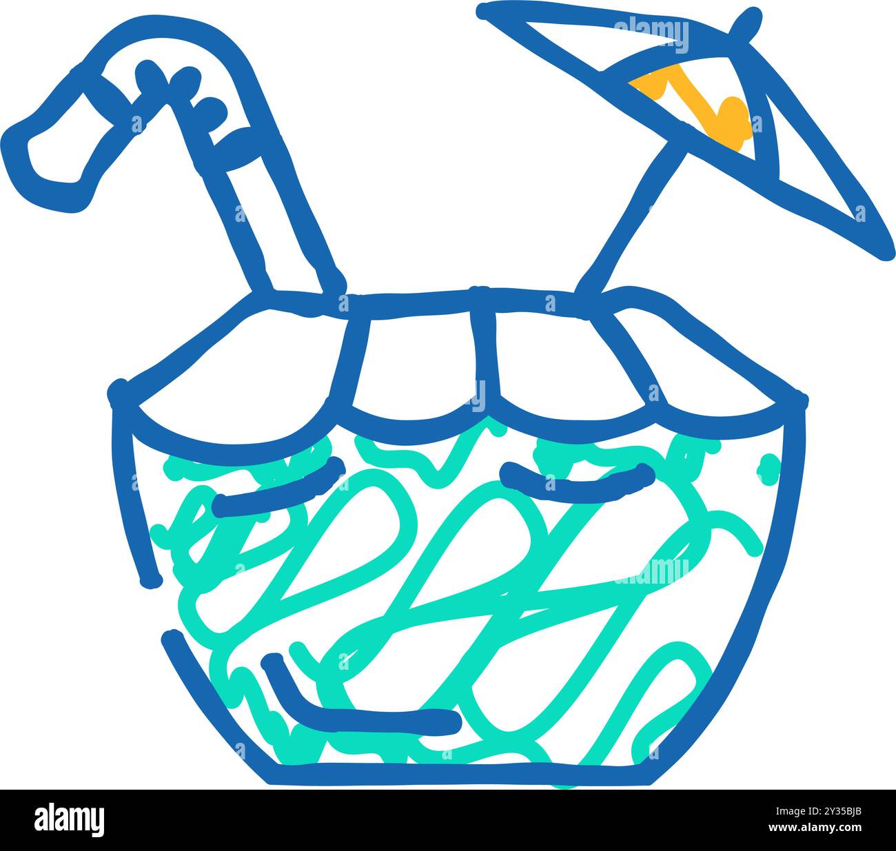 coconut cocktail drink icon doodle illustration Stock Vector Image ...