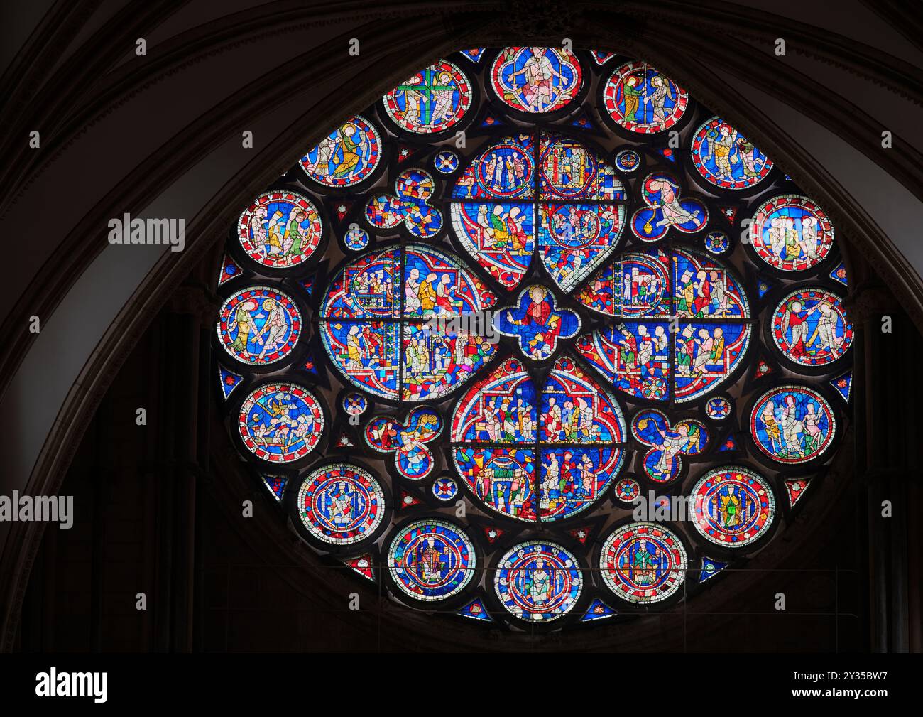 Dean's Eye window, a medieval rose stained glass window in the gothic ...