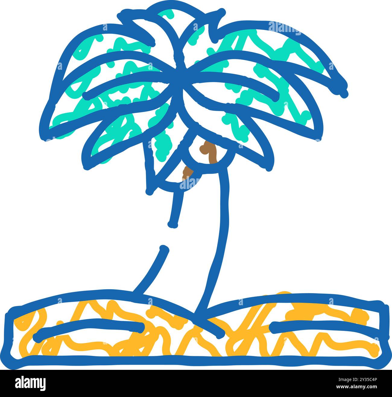 Palm tree on sandy beach and boat on the sea Stock Vector Images - Alamy