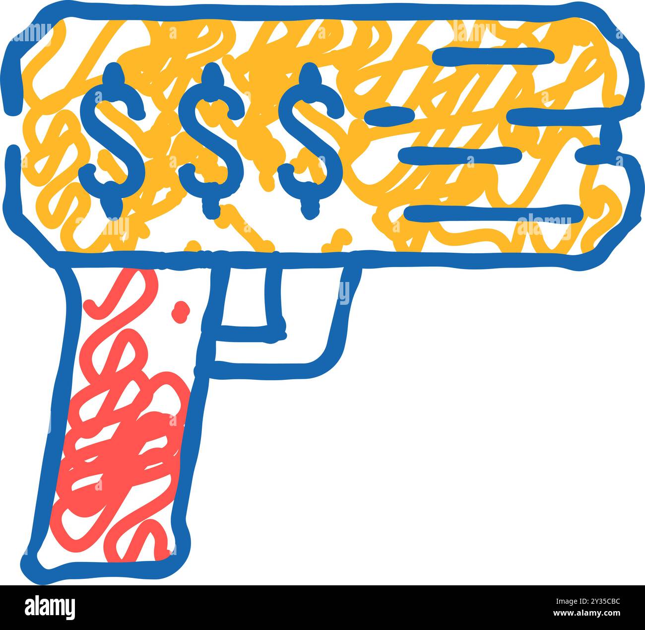 money gun icon doodle illustration Stock Vector Image & Art - Alamy