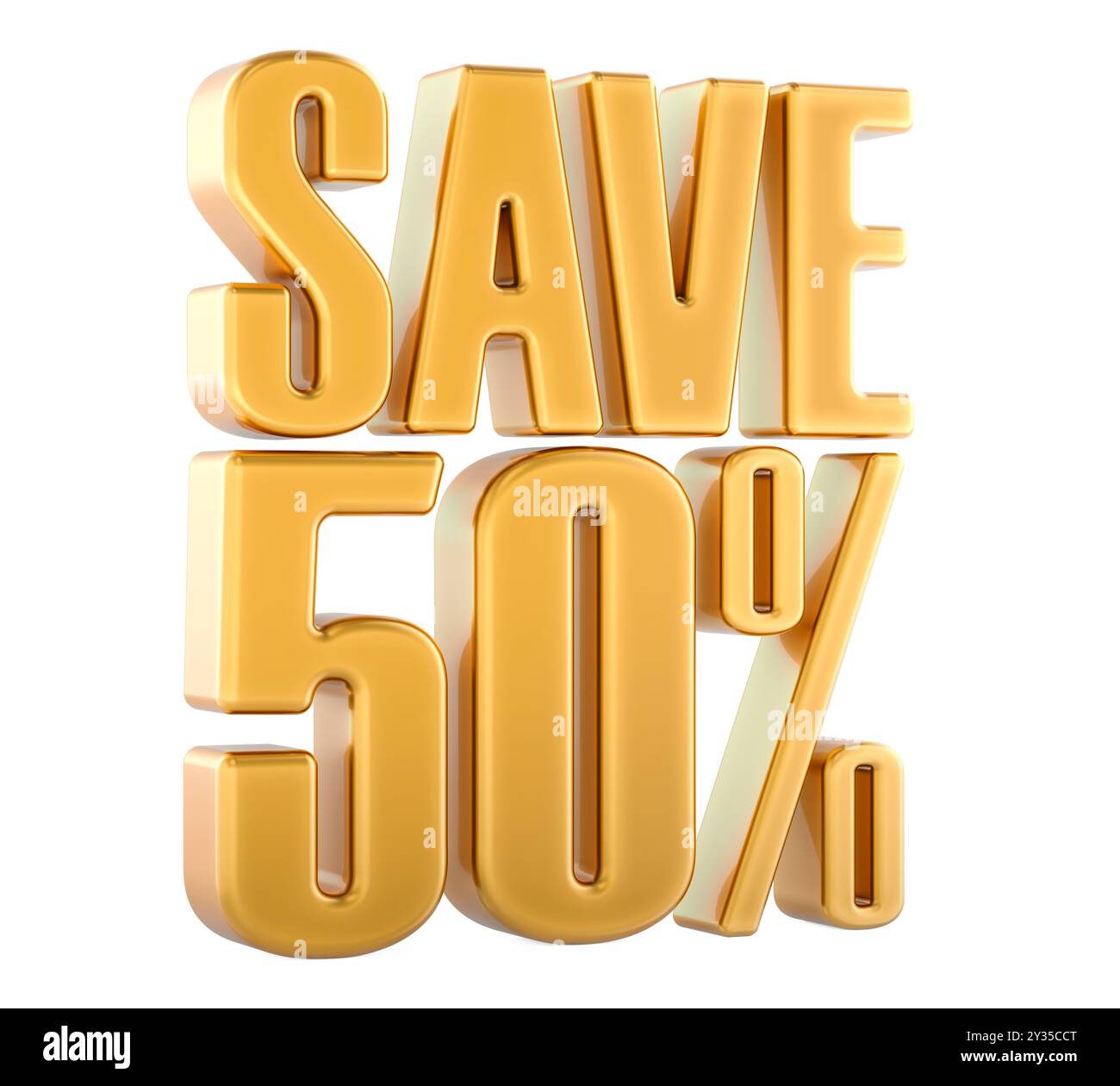 Save 50 percent, sale and discount concept. 3D rendering isolated on ...