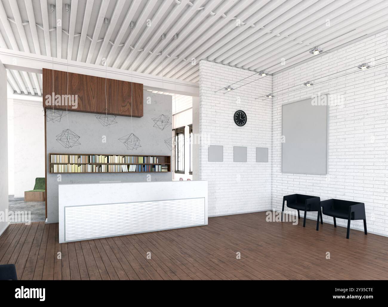 Modern reception area 3d Stock Photo - Alamy