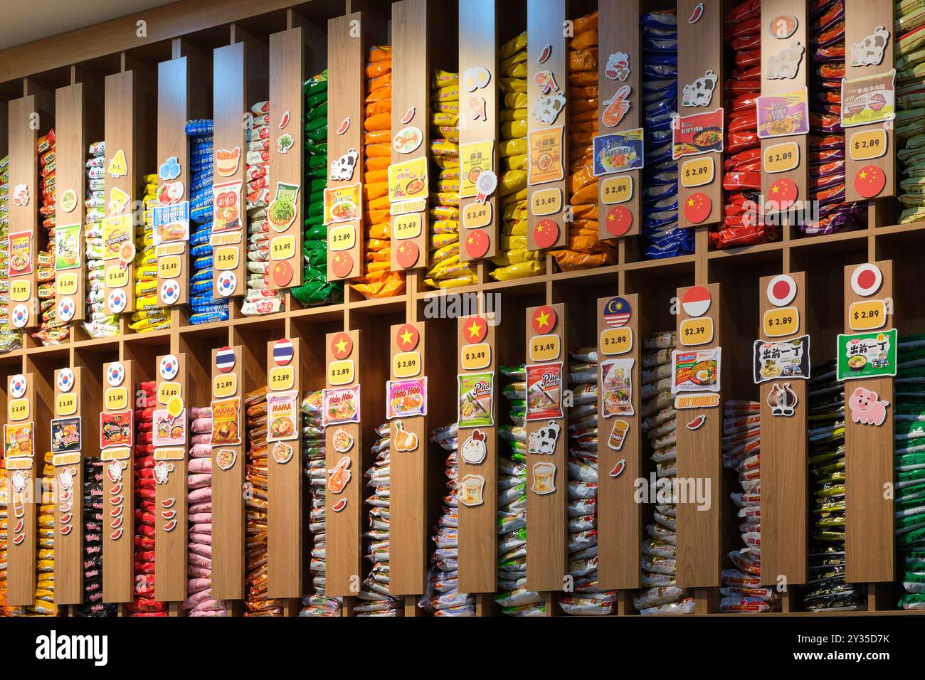 A variety of noodles from the cuisines of several Asian countries on ...