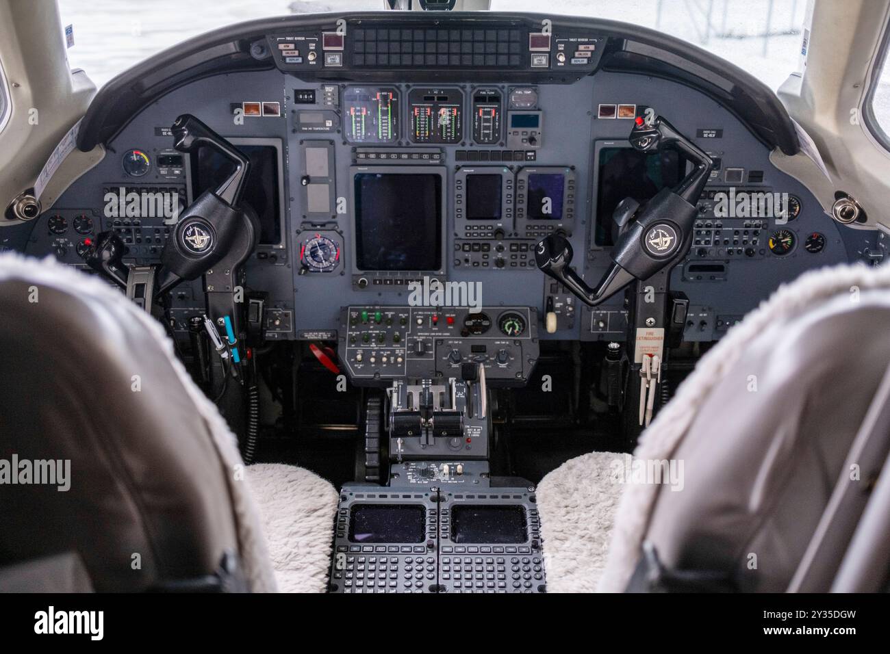 Cockpit of small airplane Stock Photo - Alamy