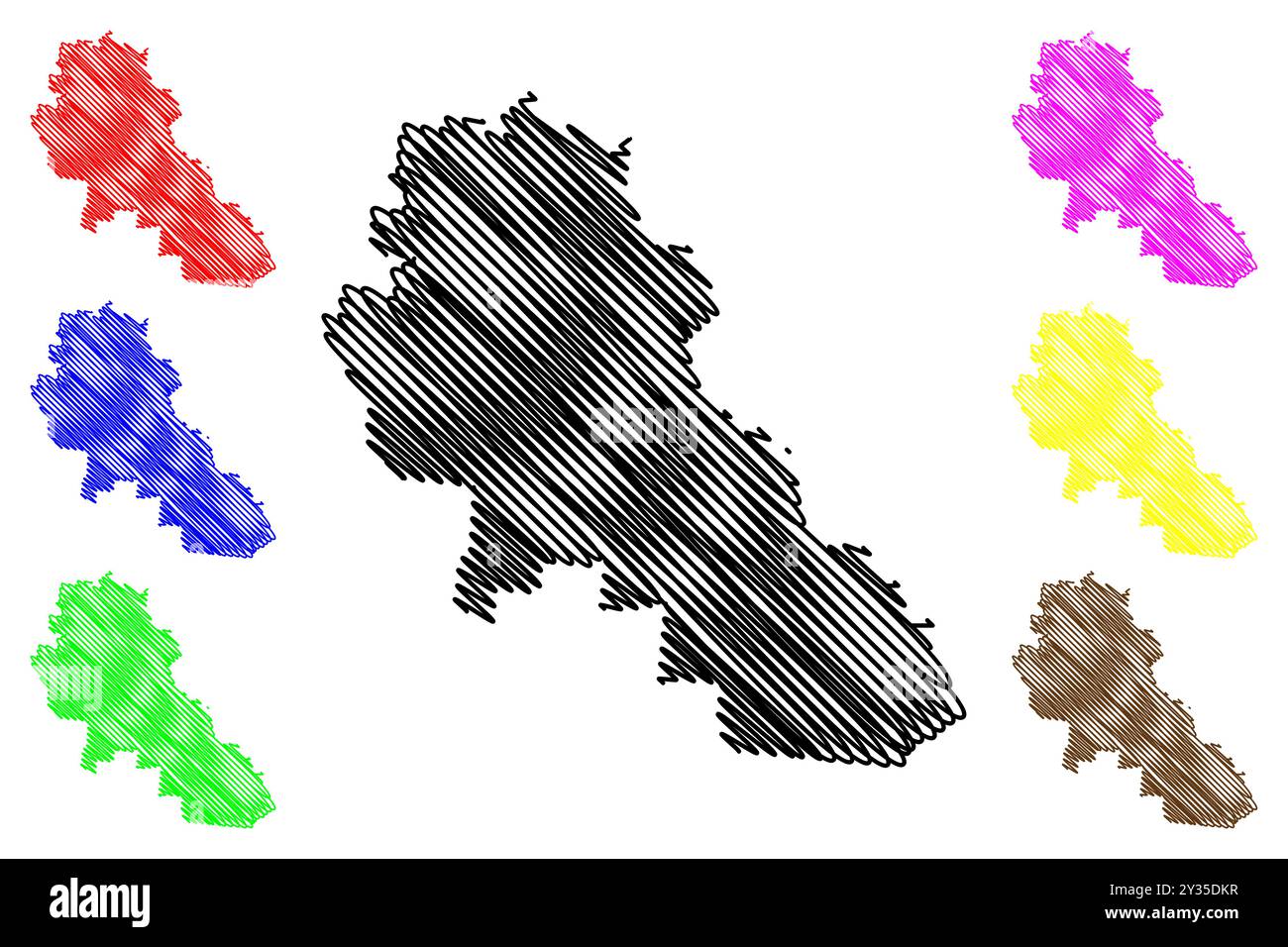 Shire of Croydon (Commonwealth of Australia, Queensland state) map vector illustration, scribble ...