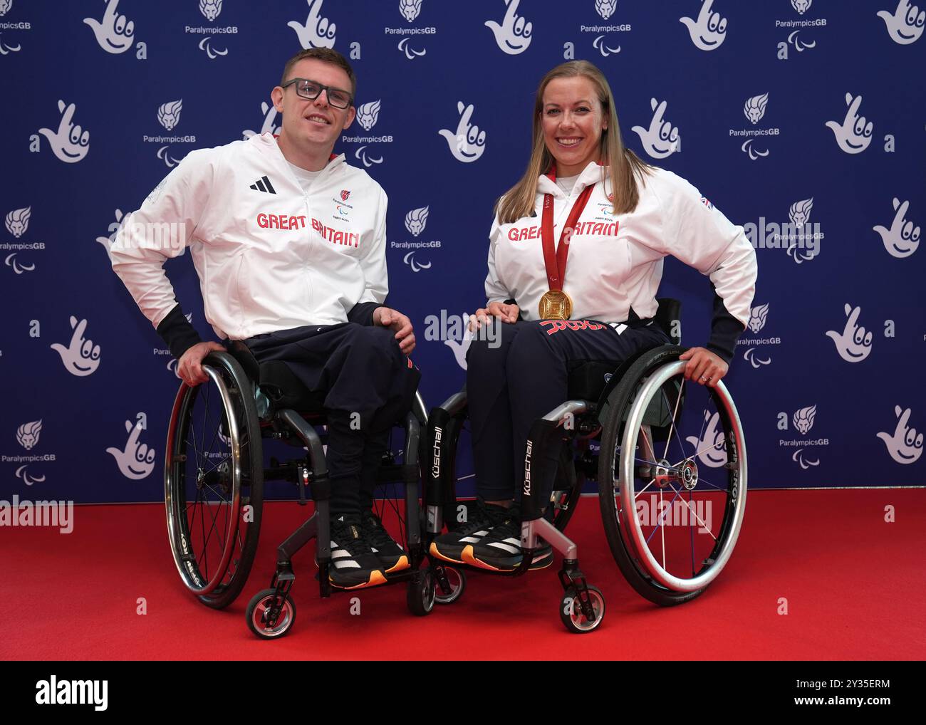 Great Britain's Nathan Maguire and gold medalist Hannah Cockroft during ...